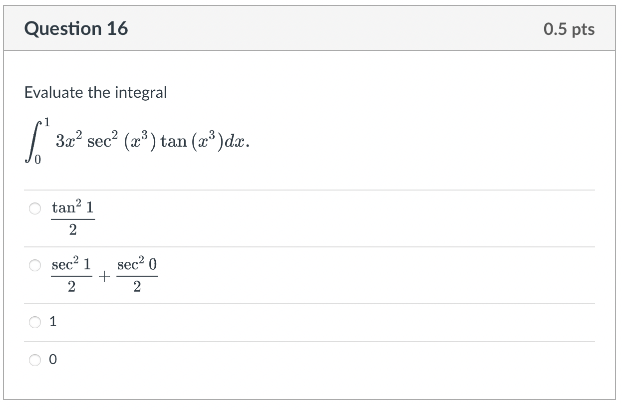 Solved Evaluate the integral \\[ \\int_{0}^{1} 3 x^{2} \\sec | Chegg.com