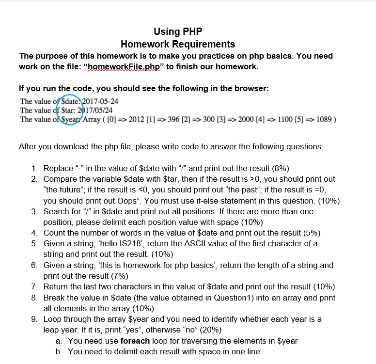 Solved Using PHP Homework Requirements The purpose of this | Chegg.com