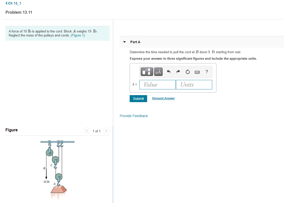 Solved A force of 10 lblb is applied to the cord. Block AA | Chegg.com