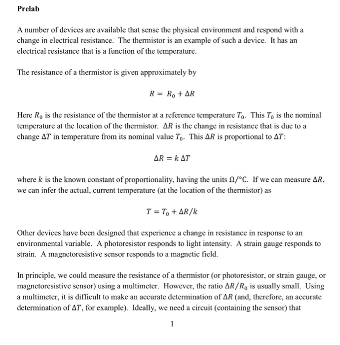 Solved Prelab A number of devices are available that sense | Chegg.com