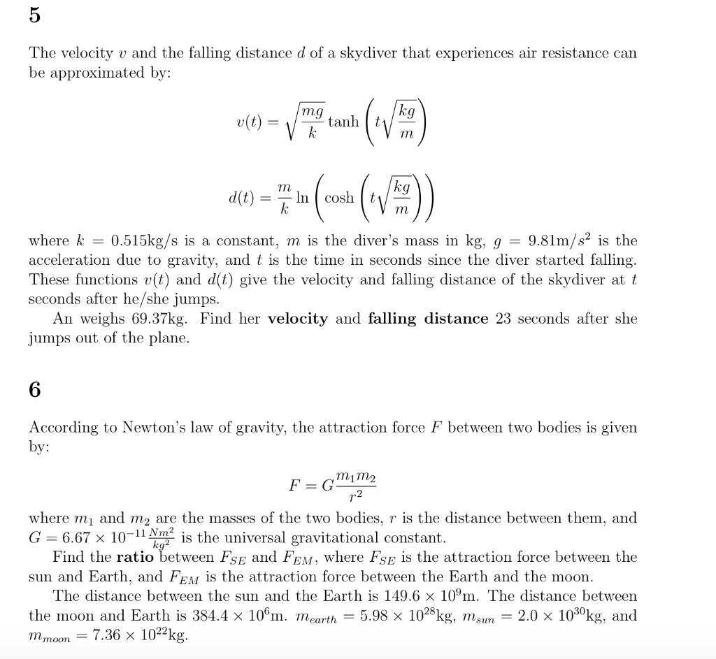 Solved The velocity v and the falling distance d of a | Chegg.com