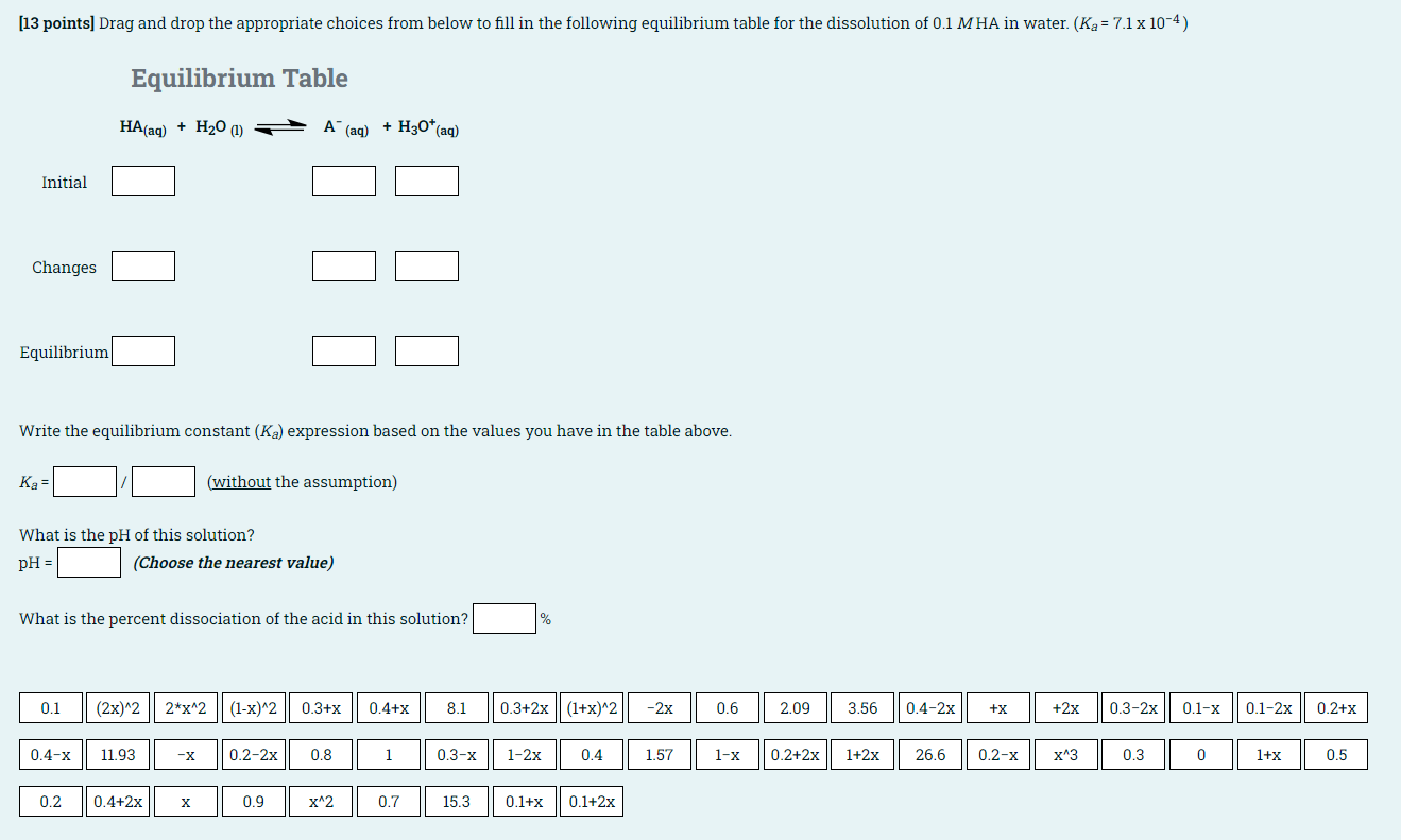 Solved [13 points] Drag and drop the appropriate choices | Chegg.com