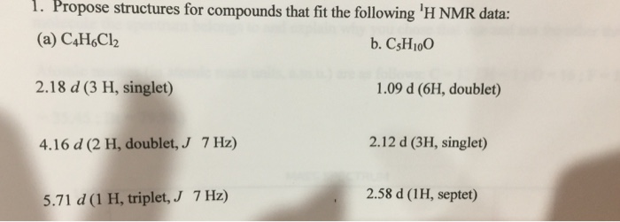 Solved . Propose structures for compounds that fit the | Chegg.com