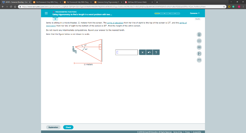 Solved Cameron Using trigonometry to find a length in a word | Chegg.com