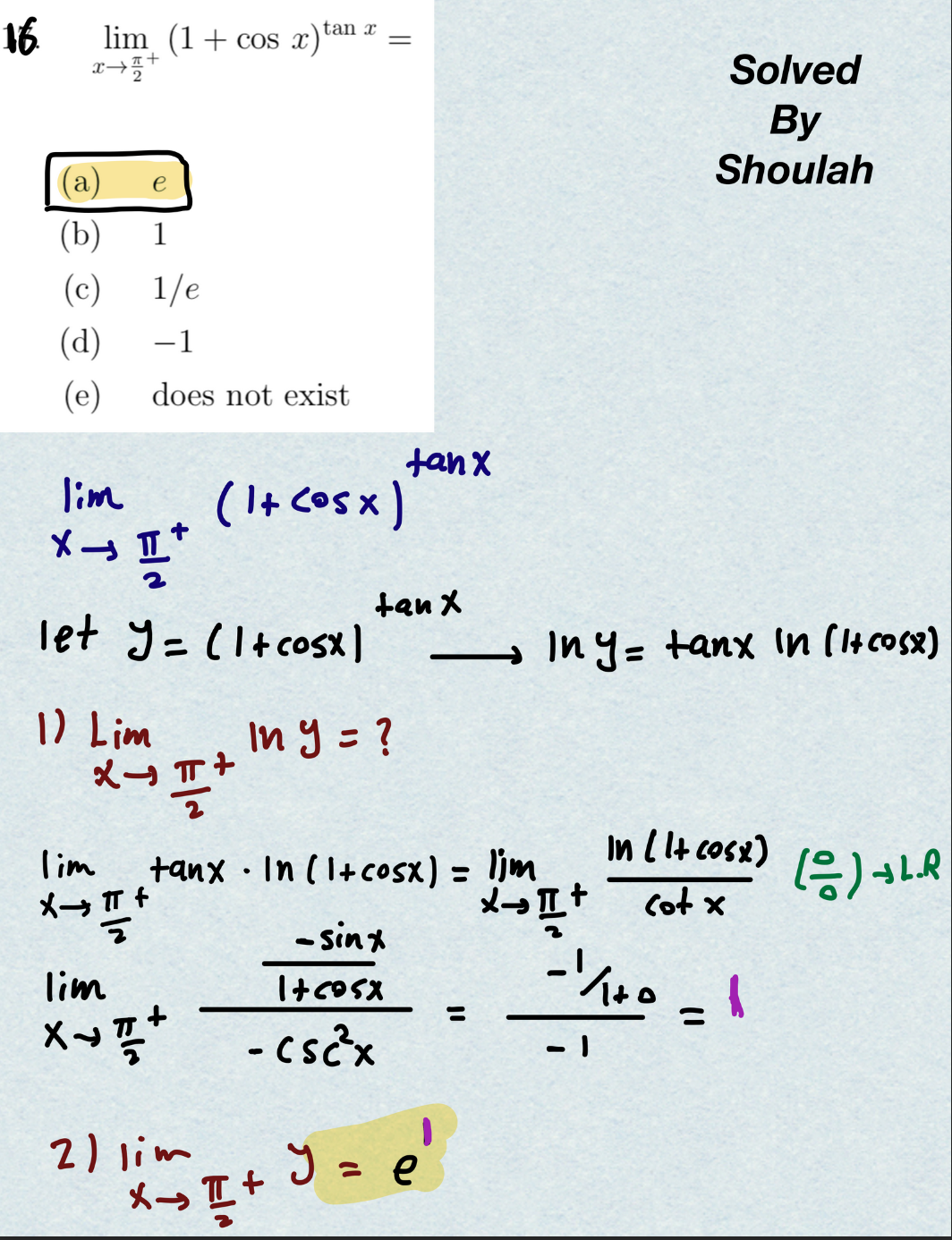 Solved 23. If limx→∞(x−ax+a)x=e4 then a= Solved By Shoulah | Chegg.com