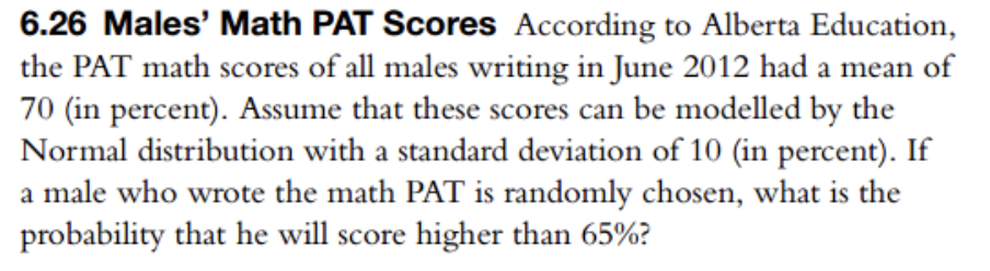 Solved 6.26 Males' Math PAT Scores According to Alberta | Chegg.com