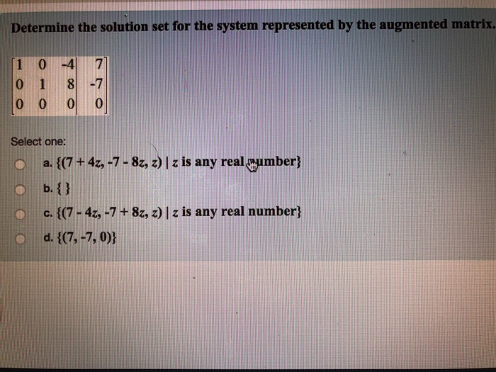 Solved Determine the solution set for the system represented | Chegg.com