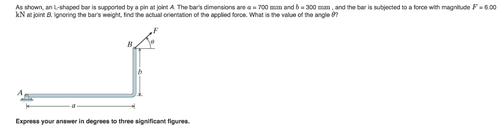 Solved As shown, an L-shaped bar is supported by a pin at | Chegg.com