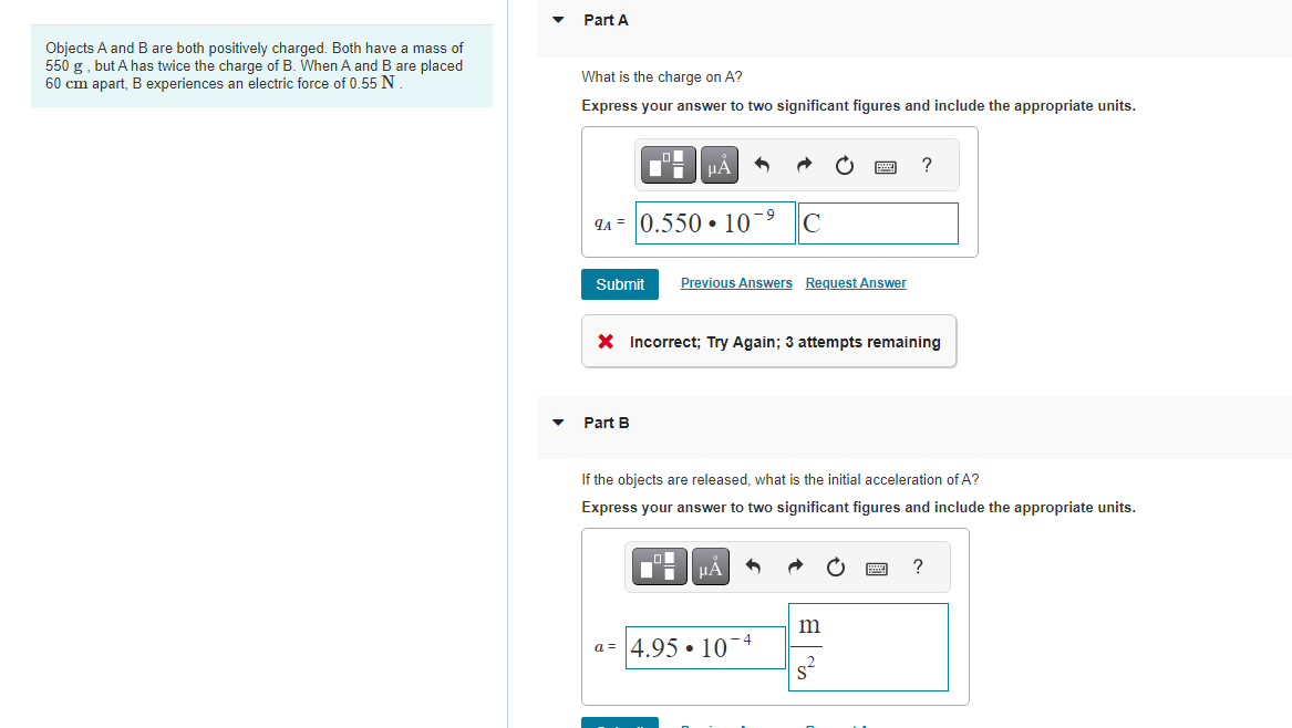 Solved Objects A and B are both positively charged. Both | Chegg.com