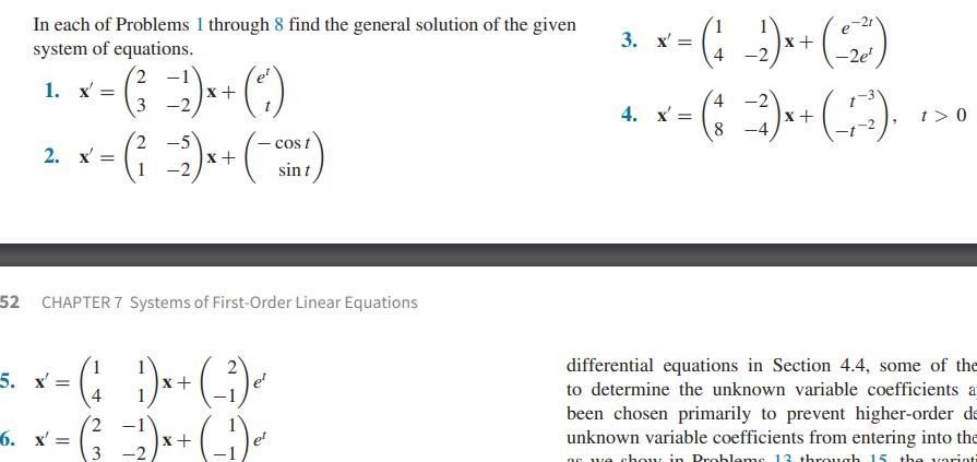 Solved In each of Problems 1 through 8 find the general | Chegg.com