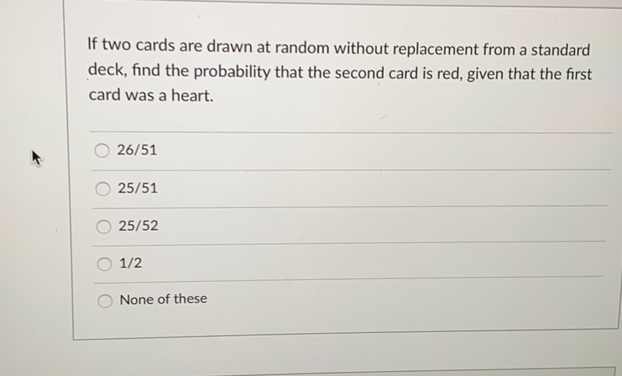 Solved If two cards are drawn at random without replacement | Chegg.com