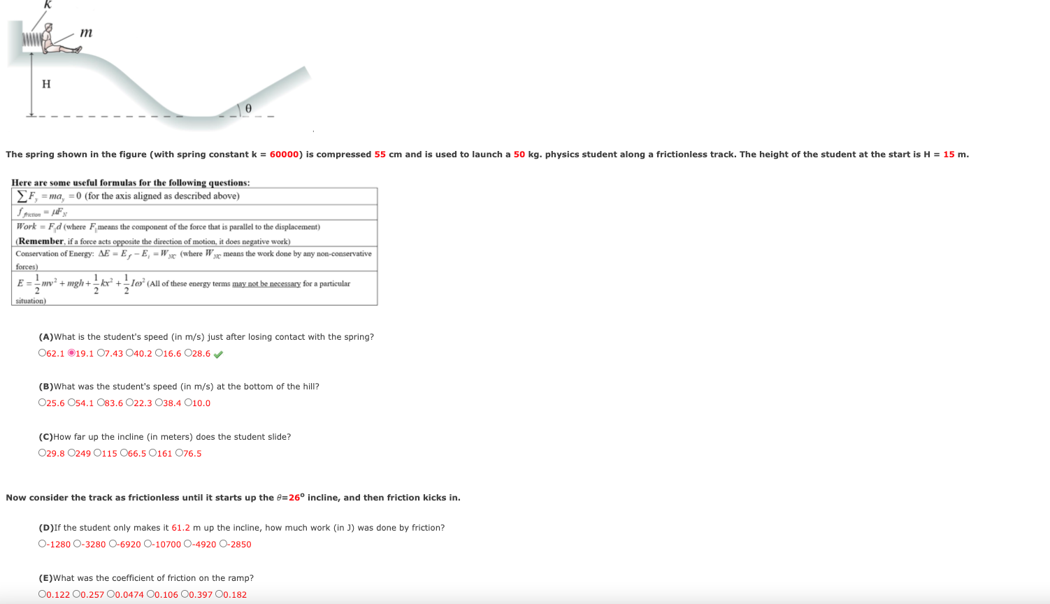 Solved m H The spring shown in the figure (with spring | Chegg.com