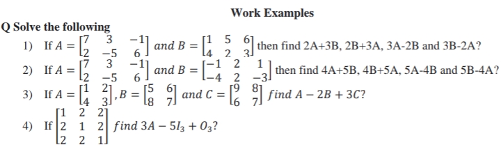 Solved Work Examples Q Solve the following 3 7') and B 561 | Chegg.com