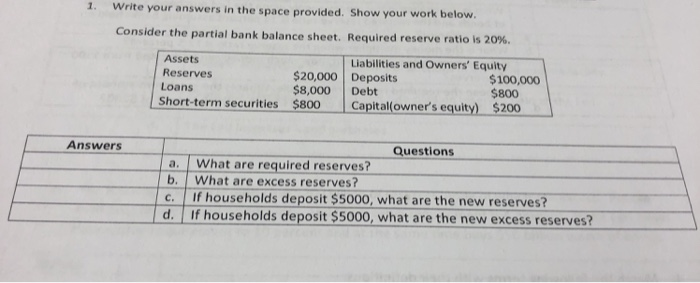 Solved 1. Write your answers in the space provided. Show | Chegg.com