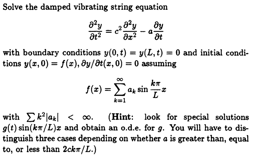 Solve the damped vibrating string equation | Chegg.com