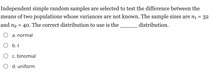 Solved Independent simple random samples are selected to | Chegg.com