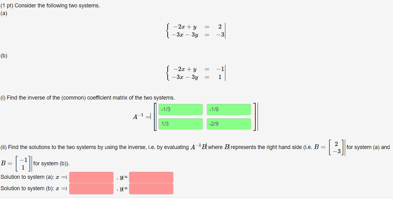 Solved (1 pt) Consider the following two systems. (a) | Chegg.com