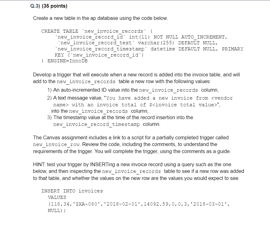 Solved Sql Partial Trigger Script Partial Script For 5604