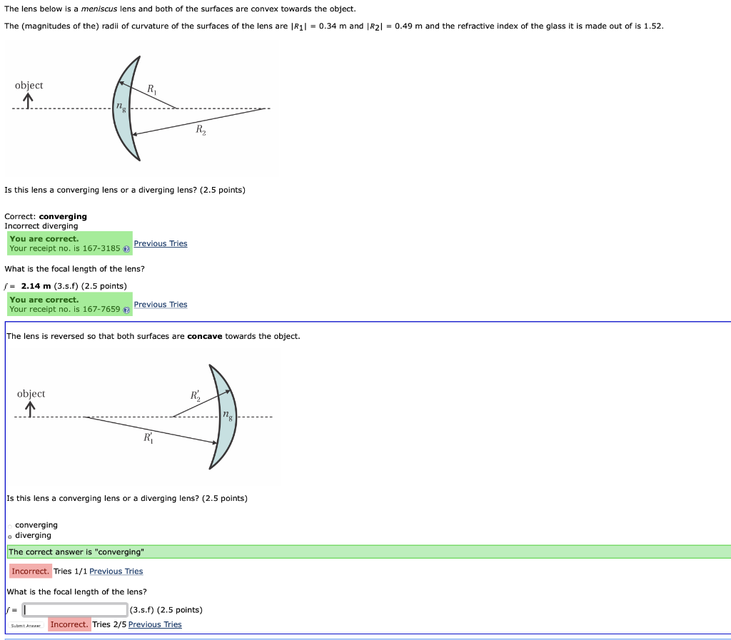 Solved The lens below is a meniscus lens and both of the | Chegg.com
