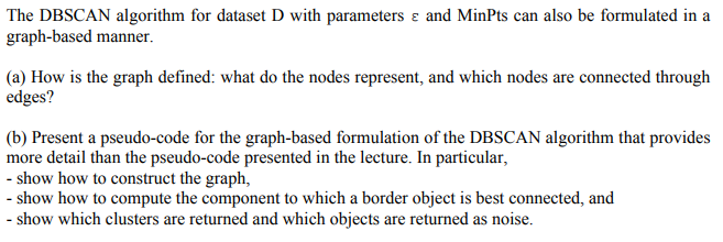 The DBSCAN algorithm for dataset D with parameters e | Chegg.com