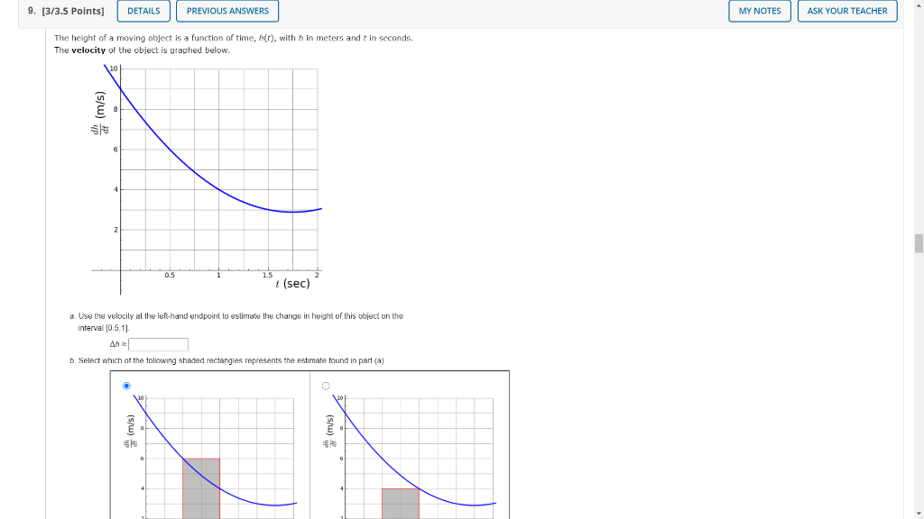 Solved 9. [3/3.5 Points] DETAILS PREVIOUS ANSWERS MY NOTES | Chegg.com