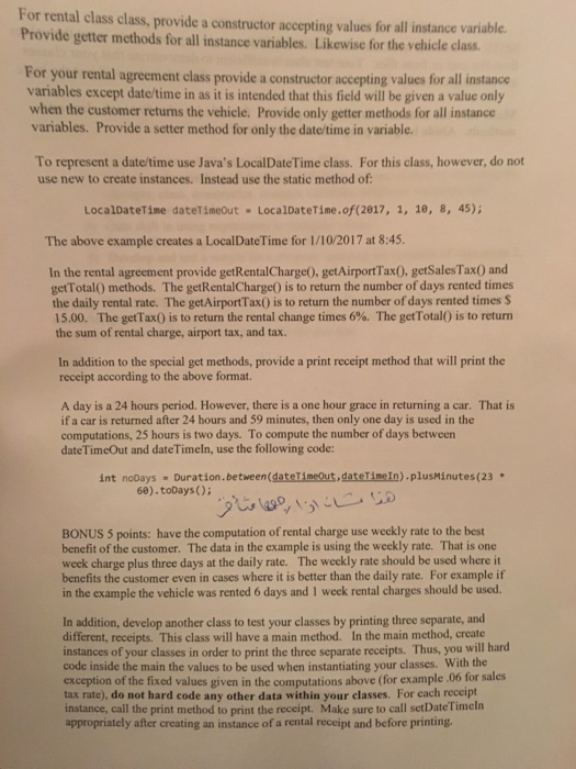 Solved Develop car rental application may use to produce a | Chegg.com