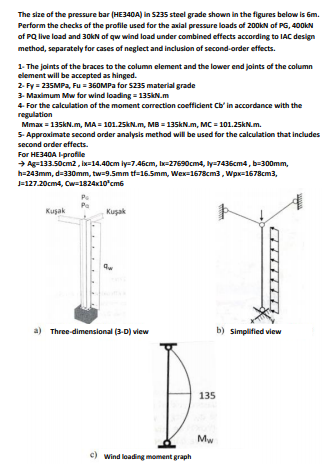 The size of the pressure bar (HE340A) in S235 | Chegg.com