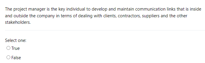 Solved The project manager is the key individual to develop | Chegg.com