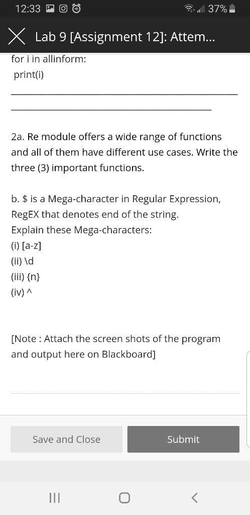 Solved 12:33 O il 37%. X Lab 9 [Assignment 12]: Attem... | Chegg.com
