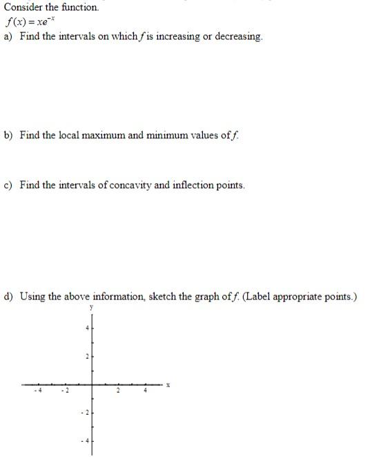 Solved Consider the function. f(x)=xe * a) Find the | Chegg.com