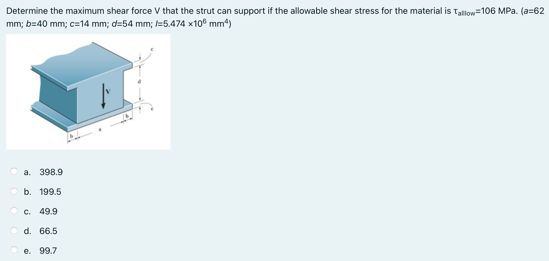 Solved Determine the maximum shear force V that the strut | Chegg.com