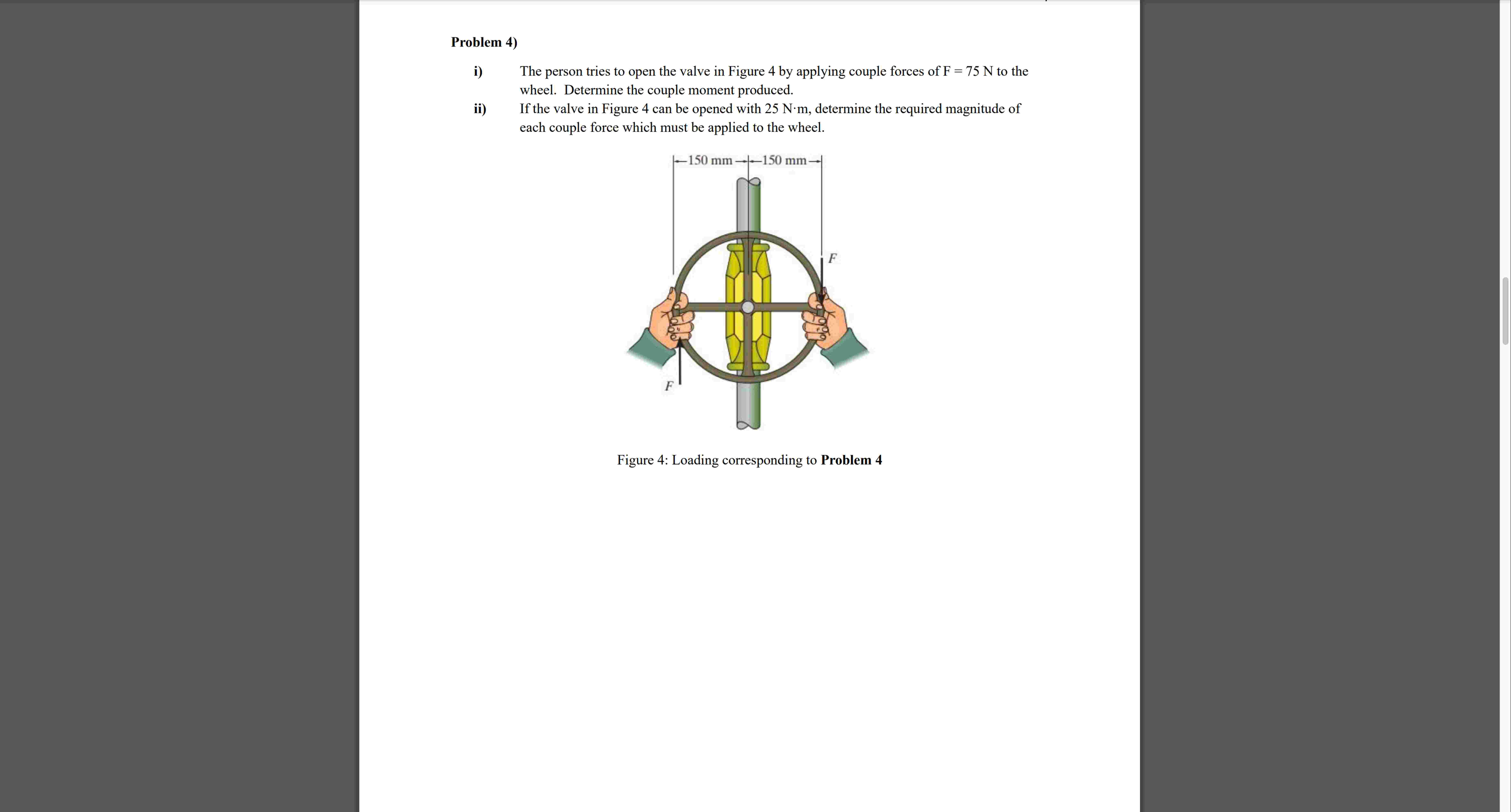 Solved Problem 4)i) ﻿The person tries to open the valve in | Chegg.com