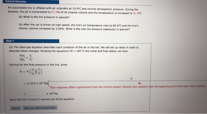 Solved Tutorial Exercise An automobile tire is inflated with | Chegg.com