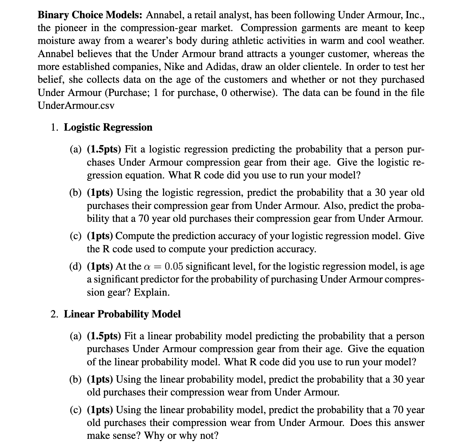 Solved Binary Choice Models: Annabel, a retail analyst, has | Chegg.com