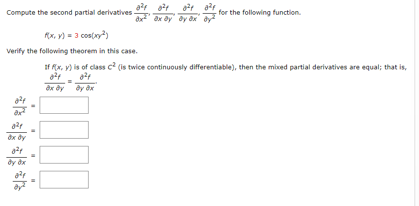 Solved Compute the second partial derivatives | Chegg.com