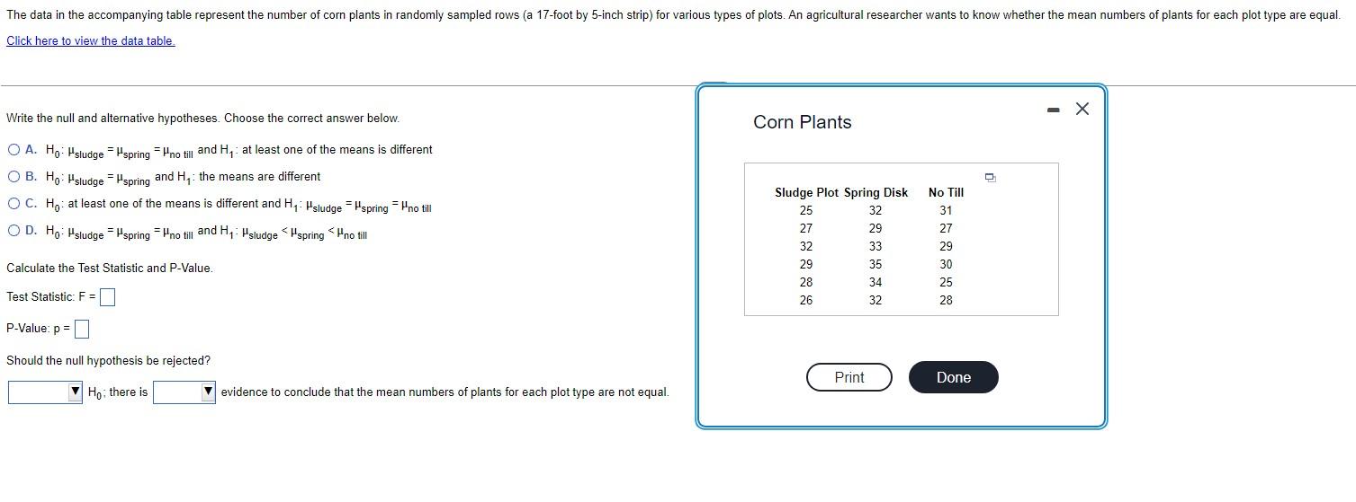 Solved Click here to view the data table. Write the null and | Chegg.com