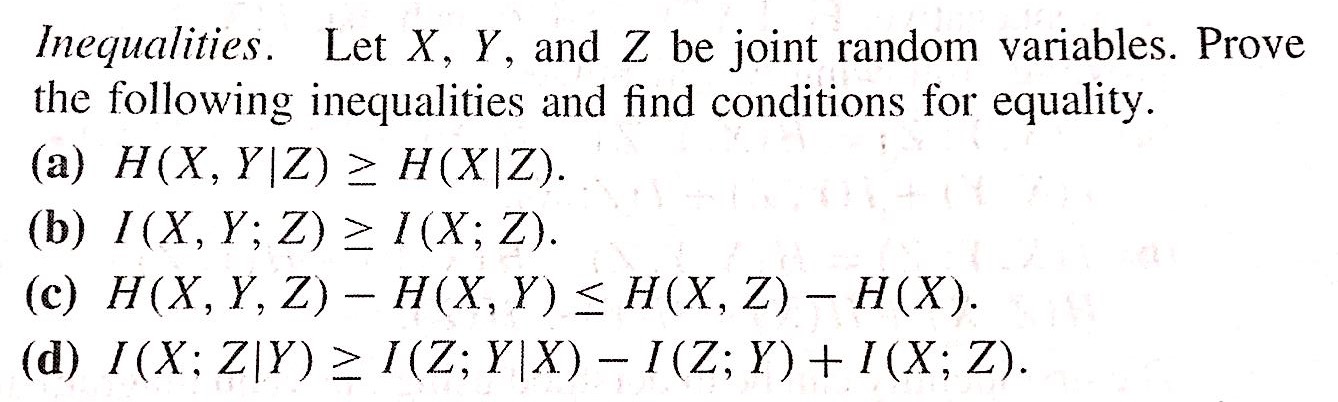 Solved Inequalities. Let X,Y, and Z be joint random | Chegg.com