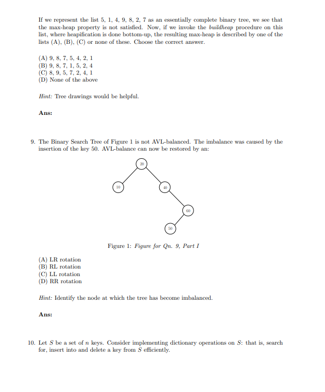 Solved 1. Consider the following algorithm to sort an array | Chegg.com