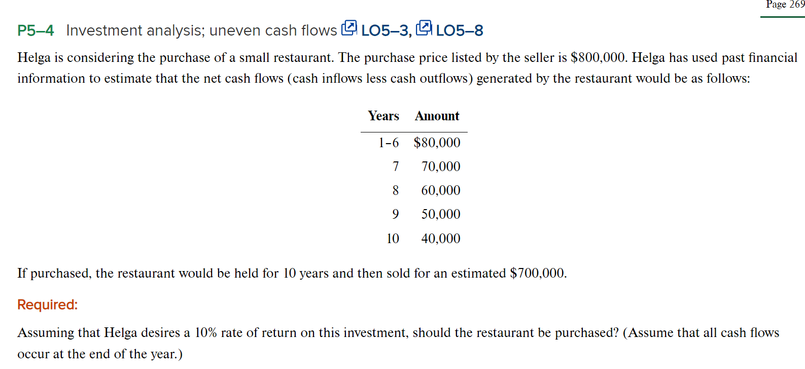 Solved P5-4 Investment analysis; uneven cash flows 비 LO5-3, | Chegg.com