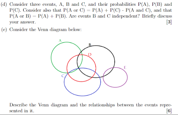 Solved (d) Consider three events, A, B and C, and their | Chegg.com
