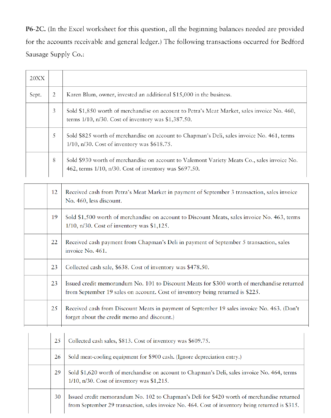 Solved P6-2C. (In the Excel worksheet for this question, all | Chegg.com