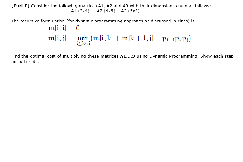 Solved [Part F] Consider the following matrices A1, A2 and | Chegg.com