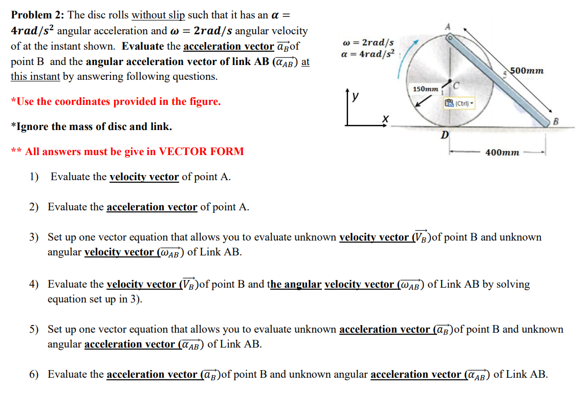 Solved Problem 2: The disc rolls without slip such that it | Chegg.com