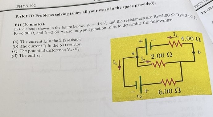 Solved PHYS 102PART II: Problems solving (show all your work | Chegg.com