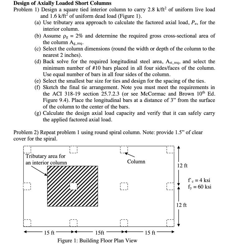 Solved Design of Axially Loaded Short Columns Problem 1) | Chegg.com