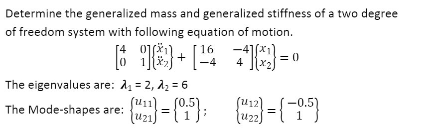 Solved Determine the generalized mass and generalized | Chegg.com