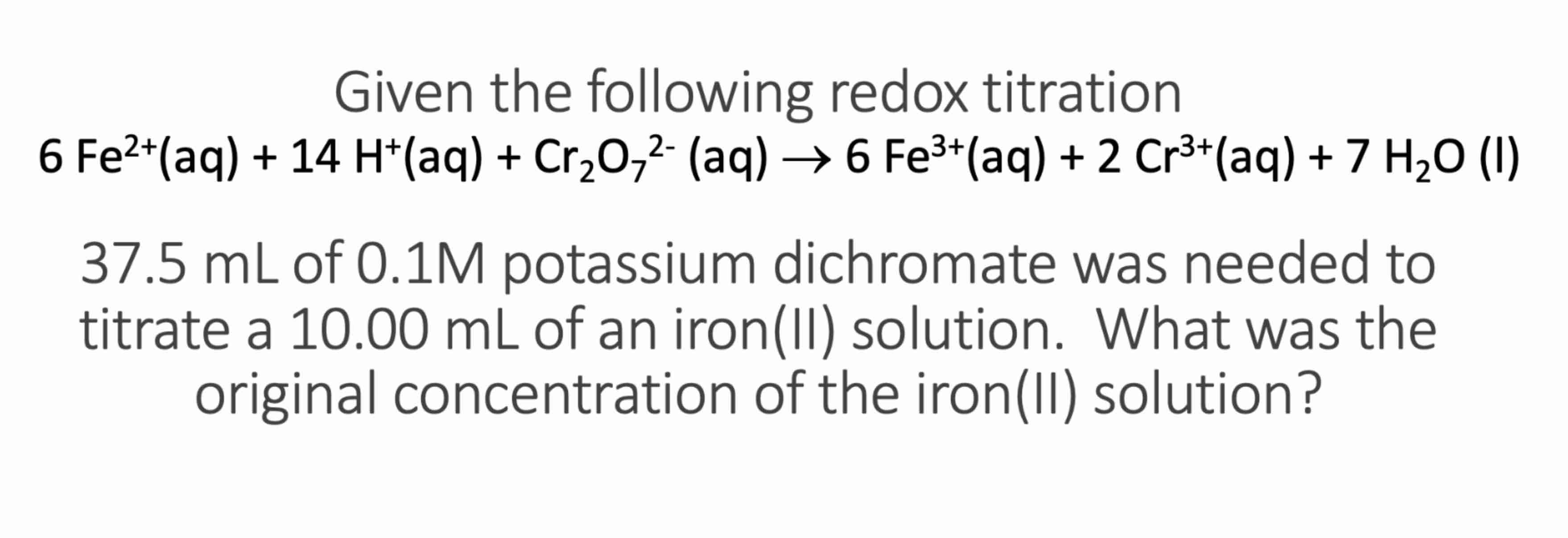 Solved Given the following redox | Chegg.com