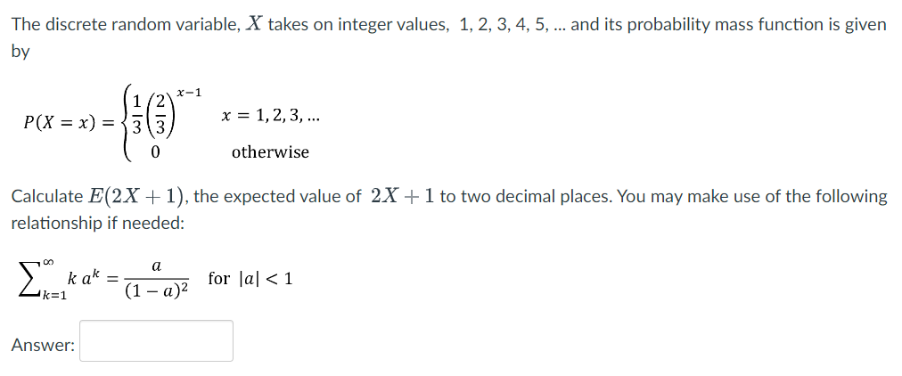 Solved The discrete random variable, X takes on integer | Chegg.com