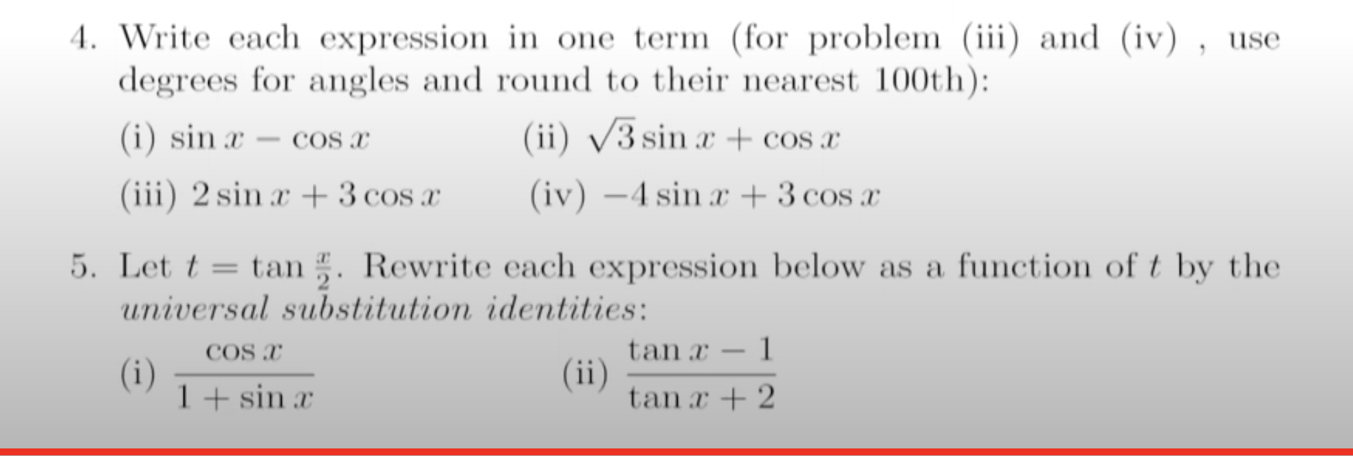 Solved 4. Write each expression in one term (for problem | Chegg.com