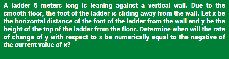 Solved A ladder 5 meters long is leaning against a vertical | Chegg.com